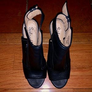 Splendid | Shoes | Anthropologie Splendid Leather Chunky Heels Sandal ...